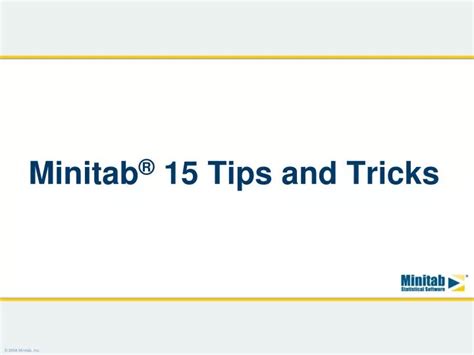 Ppt Minitab ® 15 Tips And Tricks Powerpoint Presentation Free Download Id 749940