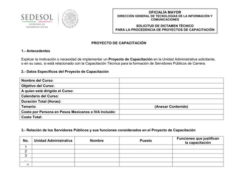 SOLICITUD DE DICTAMEN TÉCNICO PARA LA PROCEDENCIA DE PROYECTOS DE