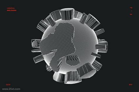 3d立体抽象网格纹理的不规则球体地形矢量背景素材 25学堂