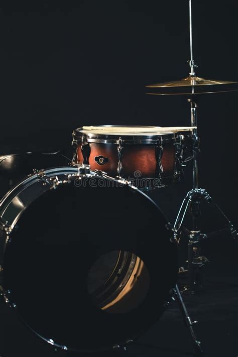 Drums On A Dark Background Part Of A Drum Kit Stock Image Image Of