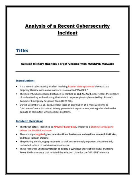 Russian Military Hackers Target Ukraine With Masepie Malware Pdf