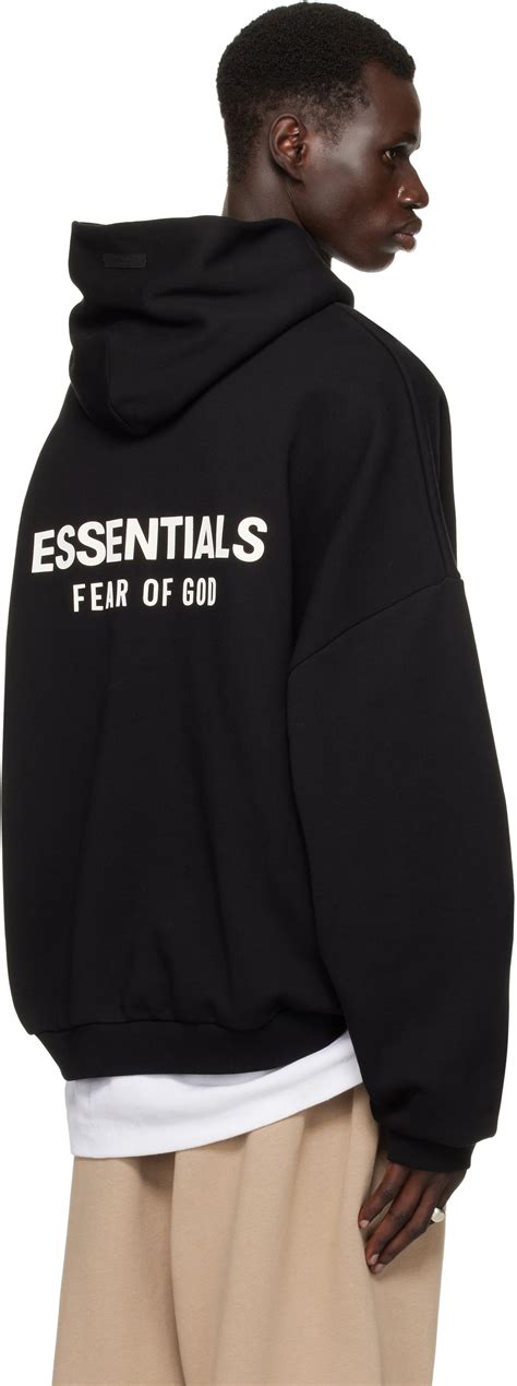 Fear Of God Essentials Black Fleece Hoodie Fear Of God Essentials
