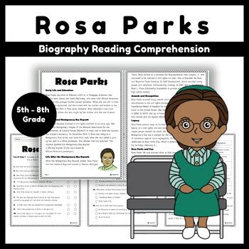Rosa Parks Biography Reading Comprehension Worksheets By Aquista Art