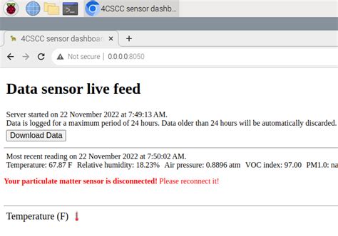 using the built in sensor dashboard — four corners science and