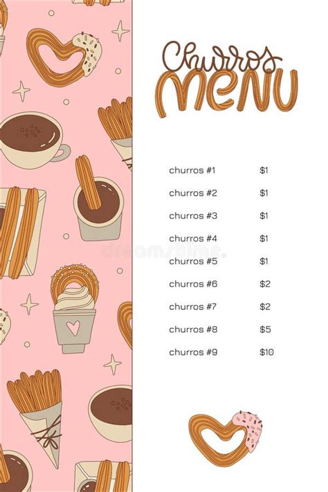 Cute Chorrus Menu Template With Various Latin American Traditional Bakery And Pastry Vector