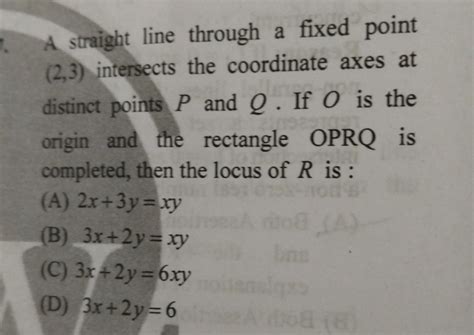 a straight line through a fixed point 2 3 intersects the coordinate axe
