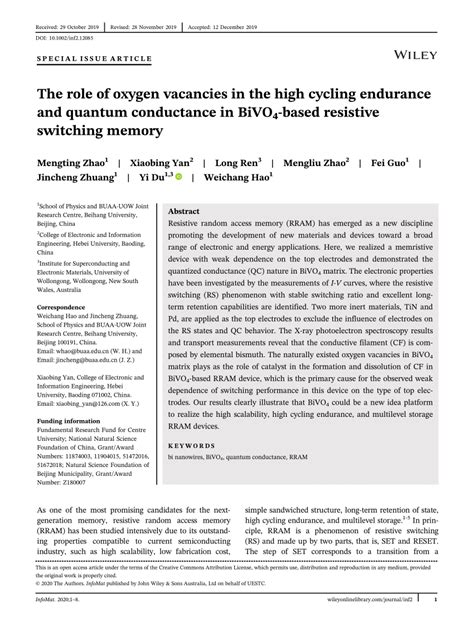 Pdf The Role Of Oxygen Vacancies In The High Cycling Endurance And