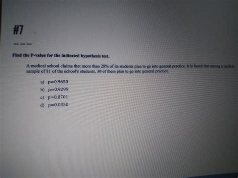 solved find the p value for the indicated hypothesis test a