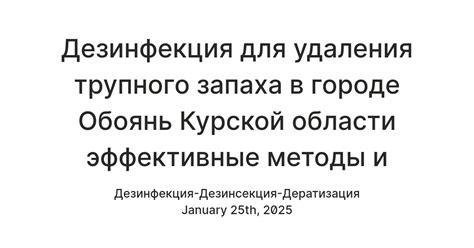 Дезинфекция для удаления трупного запаха в городе Обоянь Курской