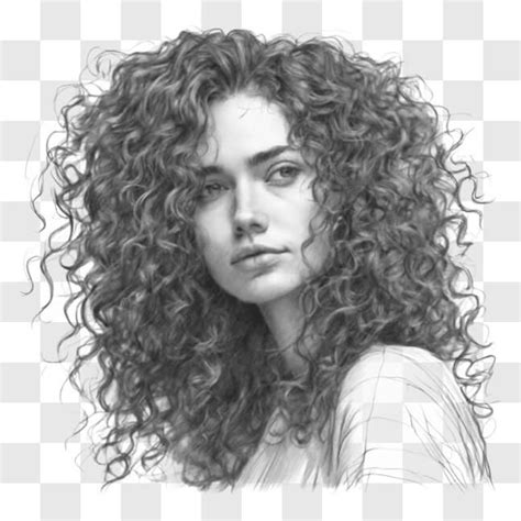 Descarga Boceto En Blanco Y Negro De Mujer Con Pelo Rizado Bocetos En
