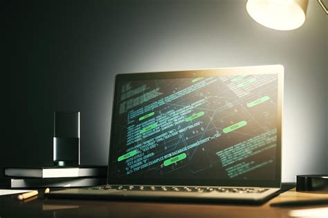 Premium Photo Abstract Creative Coding Concept On Modern Laptop Screen 3d Rendering