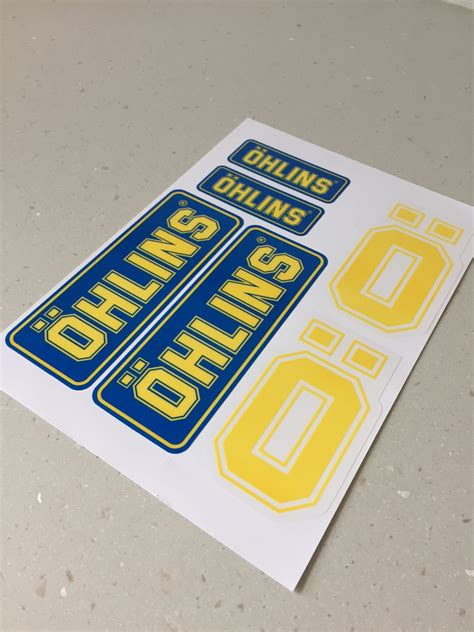Ohlins Decal Set Yellow And Blue On Clear Classic And Vintage
