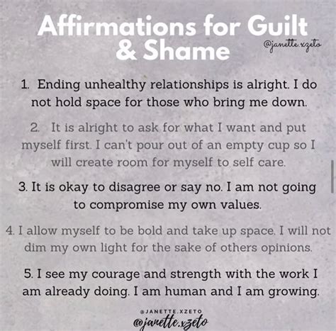 Affirmations For Guilt And Shame Overcoming Guilt Shame Quotes