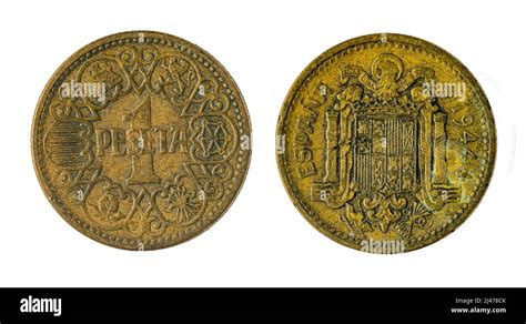 Spanish Coins 1 Peseta Francisco Franco Minted In Copper From The