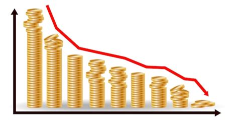 Premium Vector Decreasing Piles Of Coins With Going Down Graph