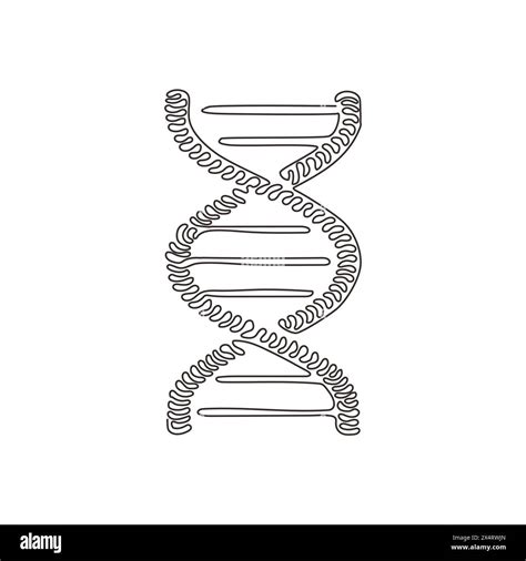 Continuous One Line Drawing Dna Icons Life Gene Model Bio Code