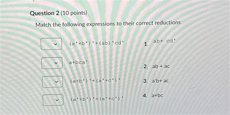Solved Question 2 10 ﻿pointsmatch The Following
