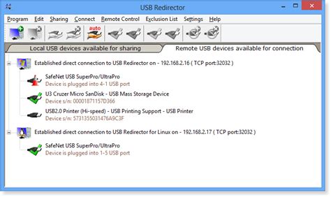 User Interface Main Window — Usb Redirector User Manual