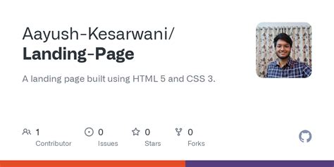 github aayush kesarwani landing page a landing page built using html