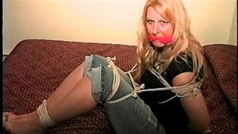 TAG Shyla 8- Thick Red Cleave Gag, Tied Up In Tight Jeans, Hopping ...
