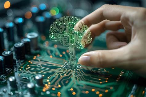 Premium Photo Human Hand Interacting With Ai Brain On Circuit Board Technology And Neural