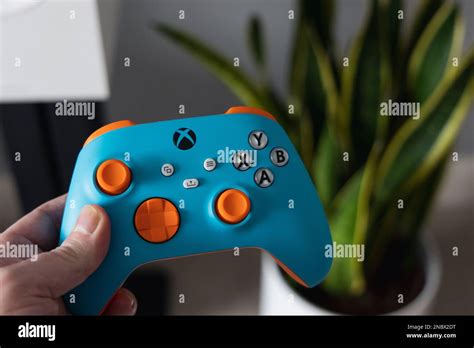 London February 14 2023 Man Holding Xbox Design Lab Custom Gaming