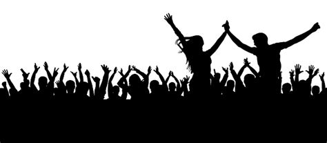 팬 댄스 콘서트 디스코입니다 쾌활 한 군중 실루엣입니다 사람들이 파티 박수를 보낸다 파티에서 젊은 부부 관중에 대한 스톡 벡터