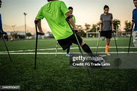 Amputee Soccer Players Playing With The Ball On The Soccer Field High