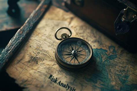 Exploration And Decision Making Through Risk Analysis With Compass And Map Stock Image Image