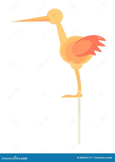Caramel Candy On A Stick In The Form Of Stork Stock Vector