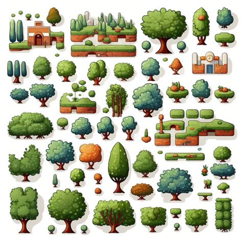 Premium Vector Top Views Pixel Game Objects Vector White Background Isol