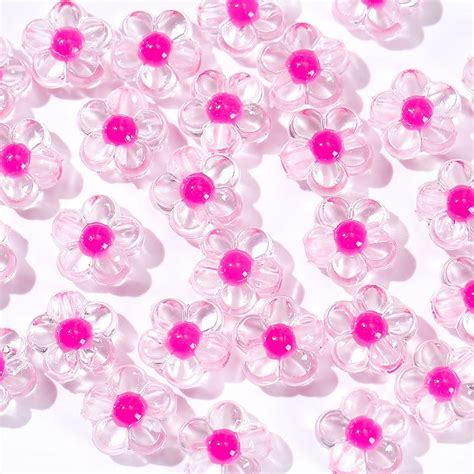 Kisor 200pcs Beads 12x12mm Arcylic Flower Beads Loose Beads Spacer
