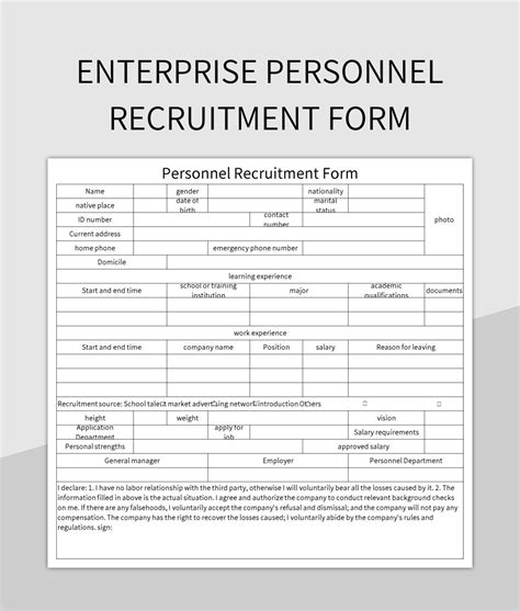Free Personnel Recruitment Form Templates For Google Sheets And