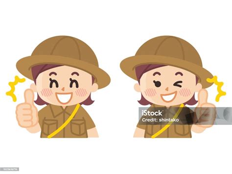 엄지손가락을 치켜세우는 모험 소녀 보이 스카우트 모험 귀여운에 대한 스톡 벡터 아트 및 기타 이미지 귀여운 모자 모자류