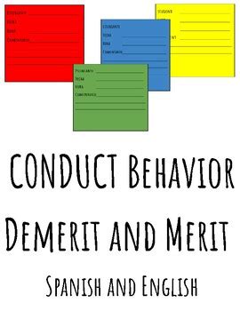 Spanish Conduct Behavior Demerit Merit Classroom Management