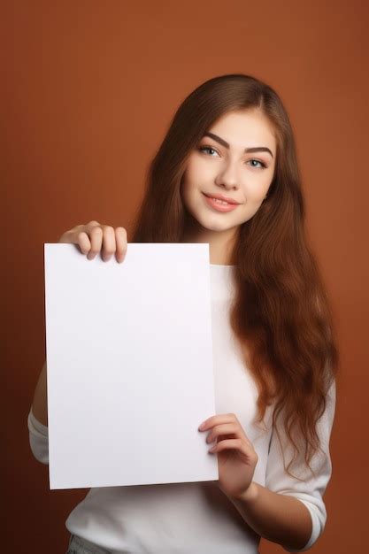 Premium Ai Image Portrait Of A Young Woman With A Blank Placard For