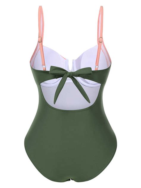 1980s Colorblock Strap High Leg One Piece Swimsuit Retro Stage