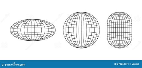 Wireframe Shapes Sphere Ellipse Globe Grid Frame Elements Set Geometric Round Net Stock