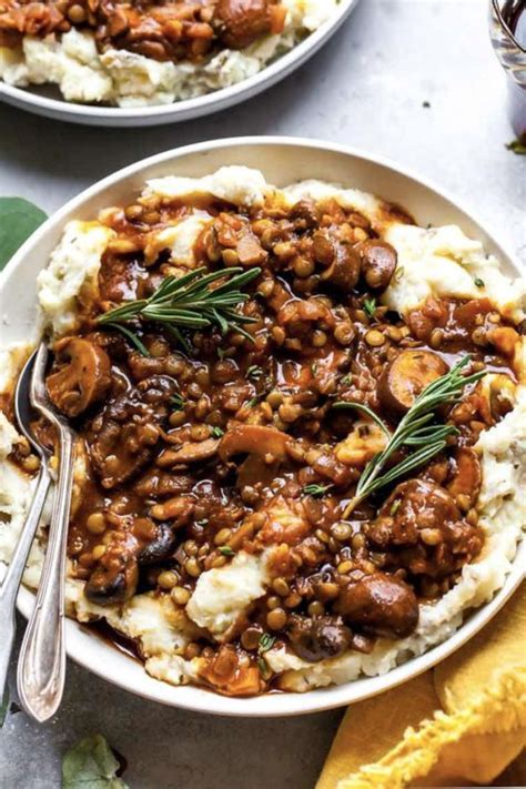 Lentil And Mushroom Stew Over Potato Parsnip Mash Artofit