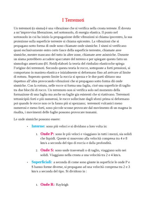I Terremoti Docsity