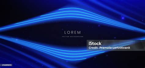 조명 효과가 있는 진한 파란색 장면 배경에 미래 지향적으로 빛나는 네온 블루 광선 배경 주제에 대한 스톡 벡터 아트 및 기타