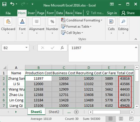 How To Sum Up The Data In Excel 2016 Table