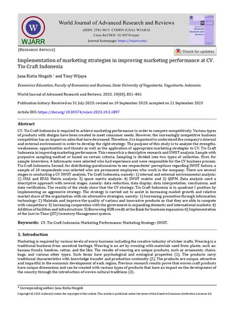 Implementation Of Marketing Strategies In Improving Marketing