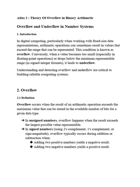 Atlas 2 Theory Of Overflow In Binary Arithmetic Pdf Numbers Computer Programming