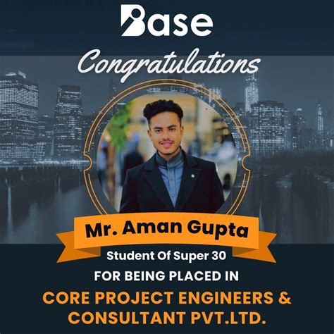 🎉 Big Congratulations Mr Aman Gupta On Landing A Role At Core Project Ibase Electrosoft Llp
