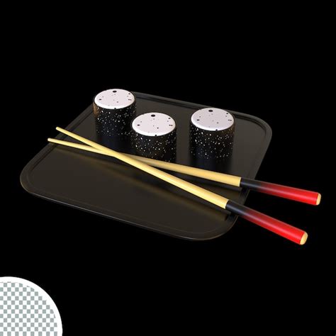 Rollo De Sushi Y Palillos 3d Renderizado Realista Ilustración Aislada