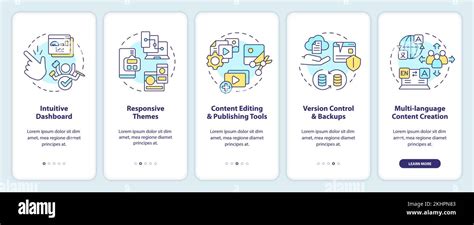 Key Cms Features Onboarding Mobile App Screen Stock Vector Image And Art