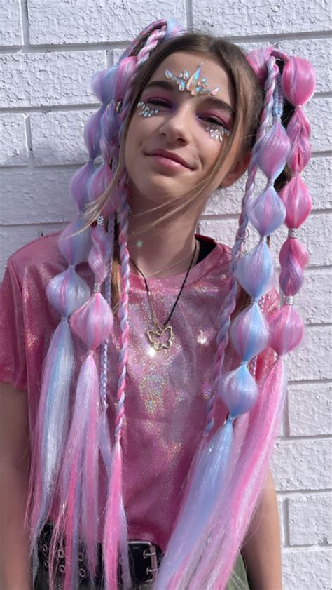 Bubble Braids Pastel Festival Hair Rave Hair Festival Hair Braids