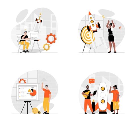 Premium Vector Business Startup Concept With Character Set Collection