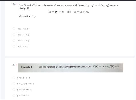solved 06∗ let u and v be two dimensional vector spaces with